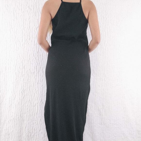 Brandy Melville | Dresses | Brandy Melville Black High Neck Slit Maxi ...